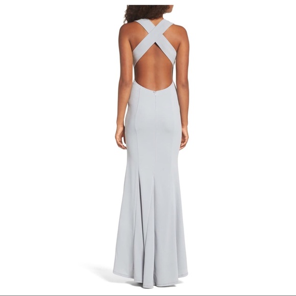 Lulus | Dresses | Lulus Gray Maxi Gown W Plunge Neck Small | Poshmark